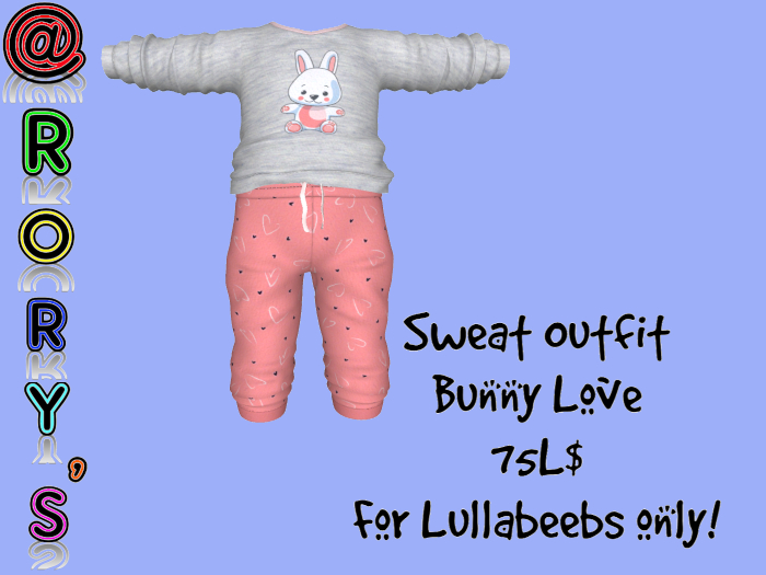 Second Life Marketplace Rorys Bunny Love Sweat Outfit For Lullabeebs